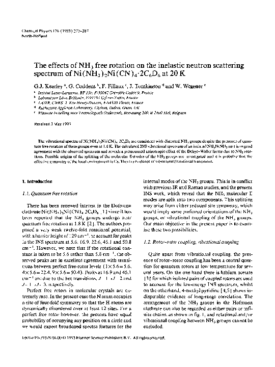 (PDF) The effects of NH3 free rotation on the inelastic neutron ...