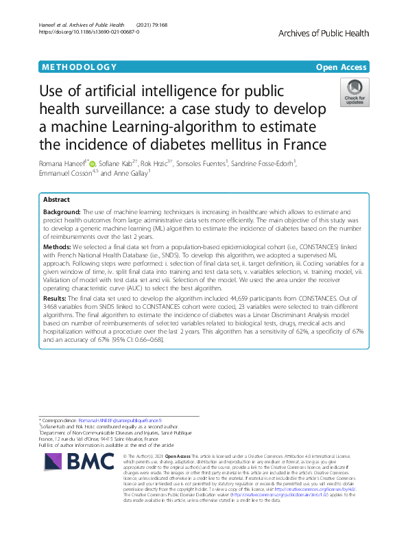 (PDF) ­Use of Artificial Intelligence for Public Health Surveillance: A case study to develop a ...