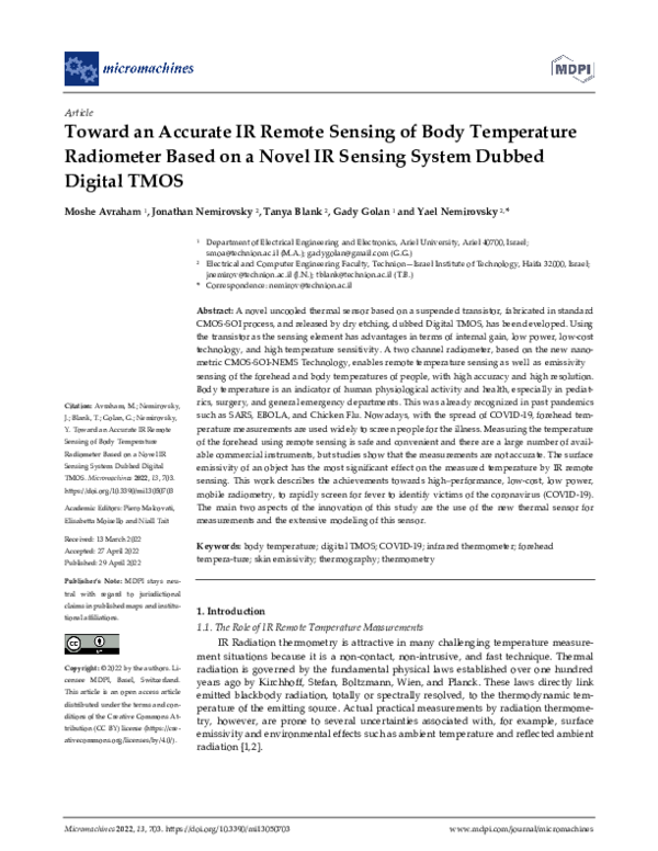 (PDF) Toward an Accurate IR Remote Sensing of Body Temperature ...