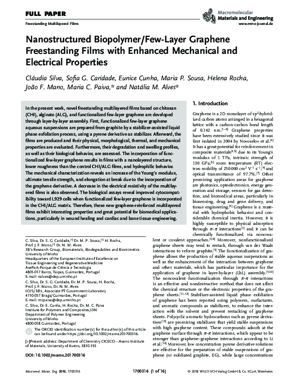 (PDF) Nanostructured Biopolymer/Few-Layer Graphene Freestanding Films ...
