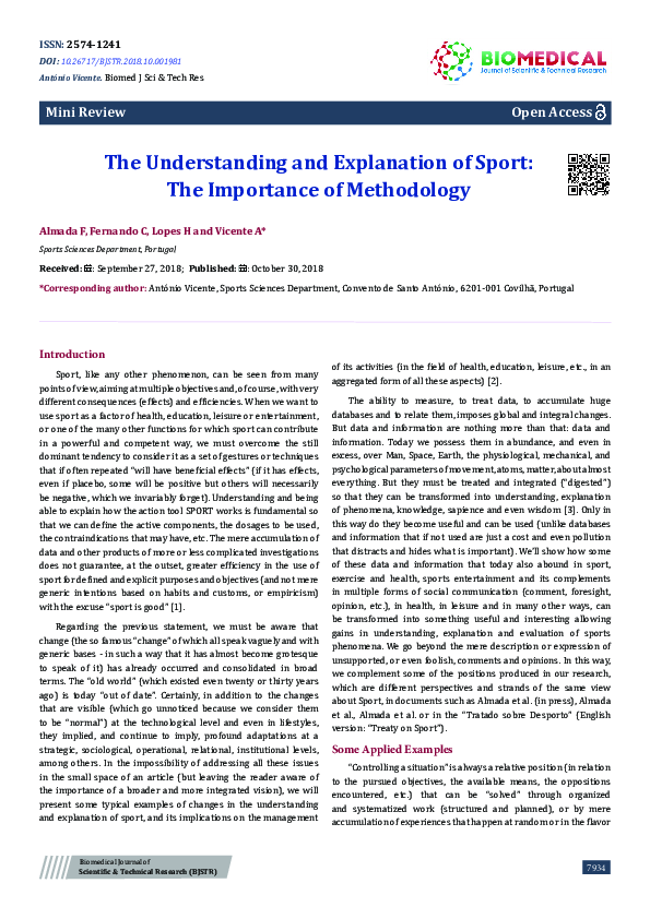 (PDF) The Understanding and Explanation of Sport: The Importance of ...