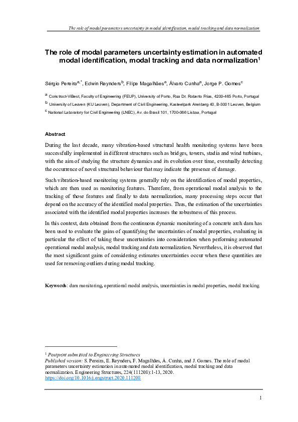 (PDF) The role of modal parameters uncertainty estimation in automated modal identification ...