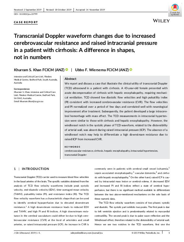 (PDF) Transcranial Doppler waveform changes due to increased ...