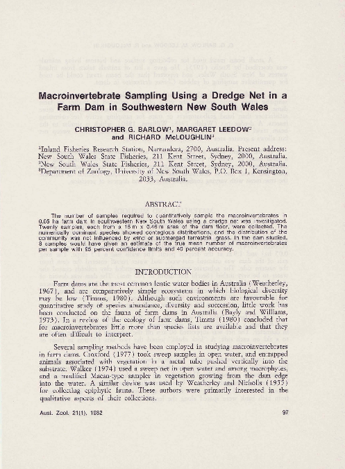(PDF) Macroinvertebrate Sampling Using a Dredge Net in a Farm Dam in ...