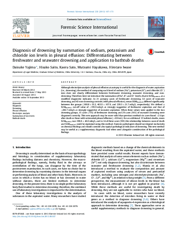 (PDF) Diagnosis of drowning by summation of sodium, potassium and ...