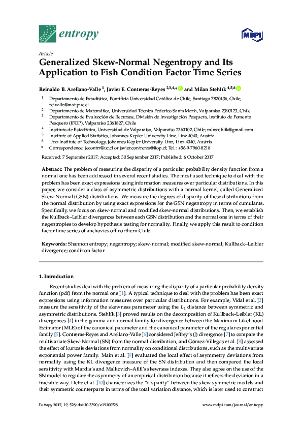 (PDF) Generalized Skew-Normal Negentropy and Its Application to Fish ...