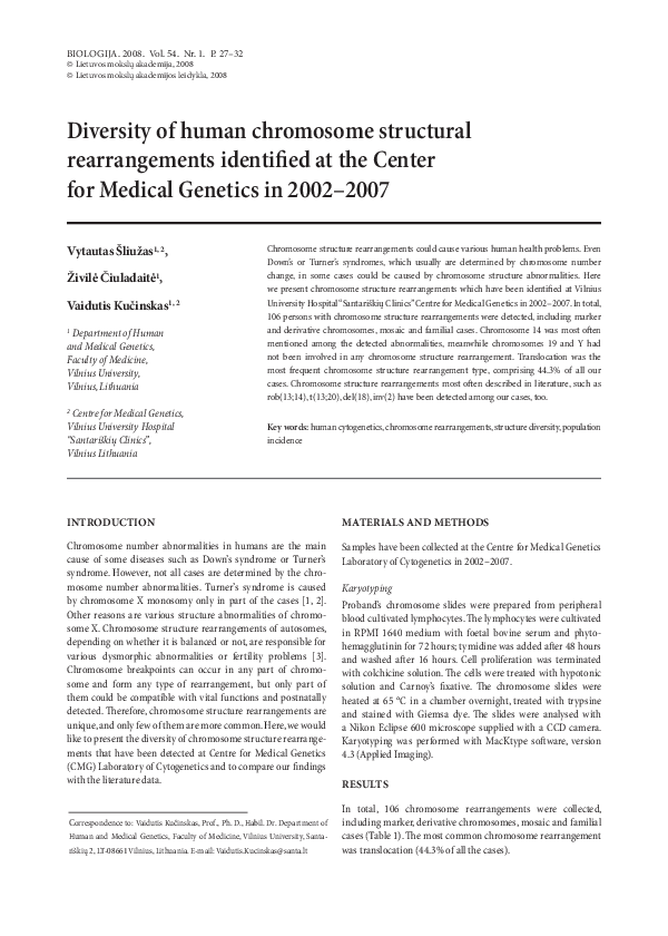 (PDF) Diversity of human chromosome structural rearrangements ...