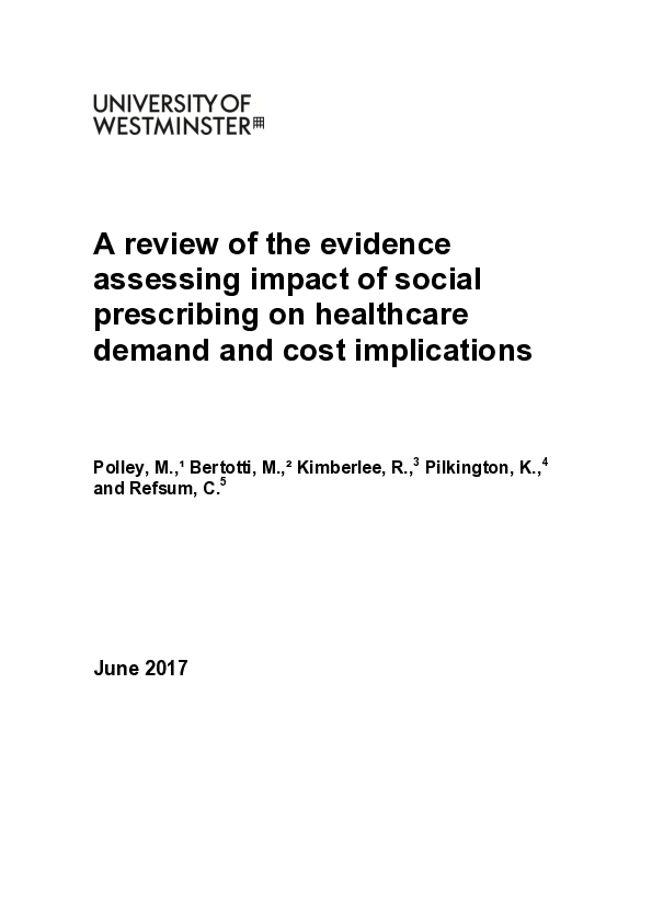 (PDF) A review of the evidence assessing impact of social prescribing ...