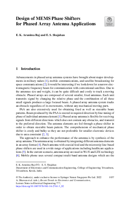 (PDF) Design of MEMS Phase Shifters for Phased Array Antenna Applications