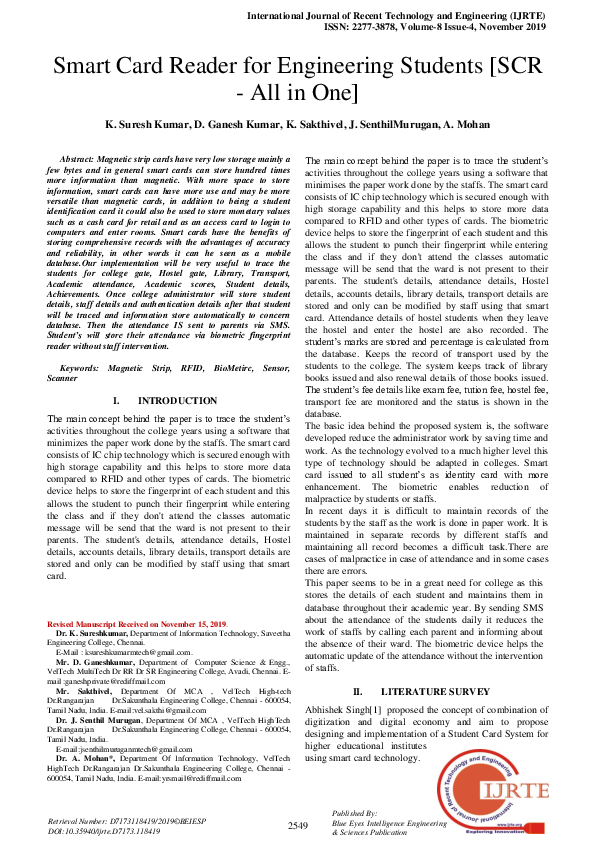 (PDF) Smart Card Reader for Engineering Students [SCR - All in One]