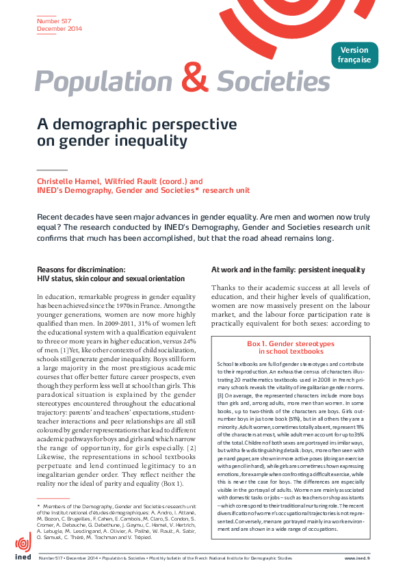(PDF) A demographic perspective on gender inequality