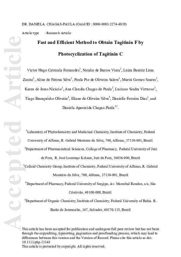 (PDF) Fast and Efficient Method to Obtain Tagitinin F by ...