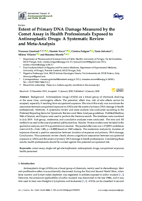 (PDF) Extent of Primary DNA Damage Measured by the Comet Assay in ...