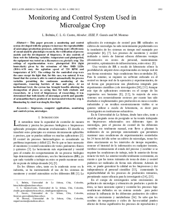 (PDF) Monitoring and Control System used in Microalgae Crop