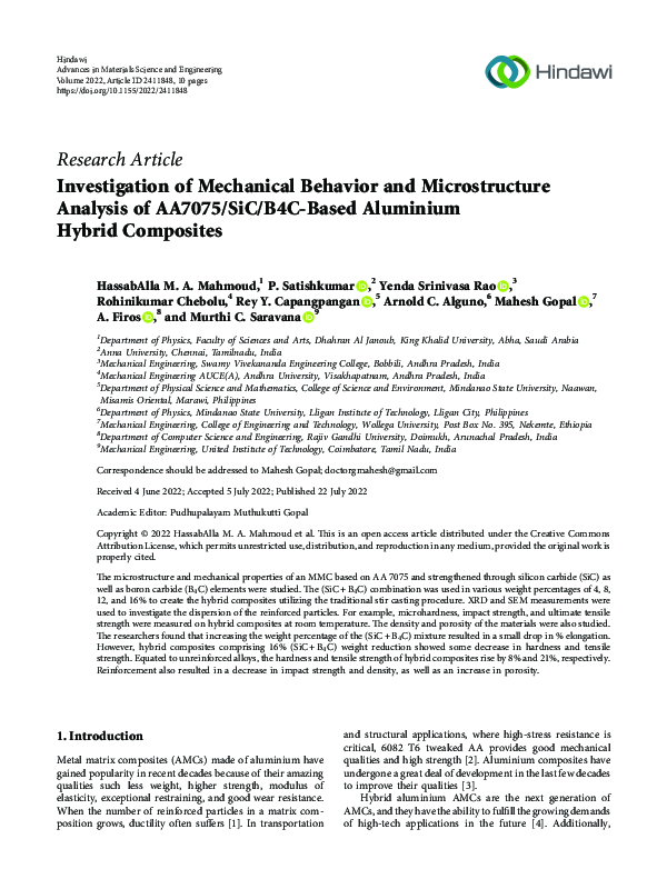 (PDF) Investigation of Mechanical Behavior and Microstructure Analysis ...