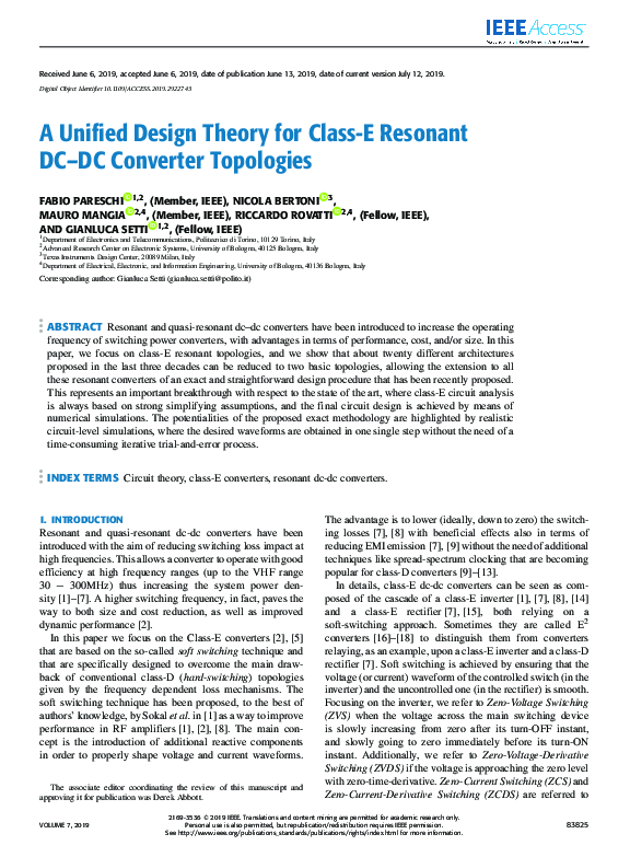 A Unified Design Theory for Class-E Resonant DC–DC Converter Topologies