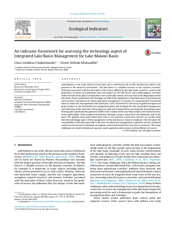(PDF) An indicator framework for assessing the technology aspect of ...
