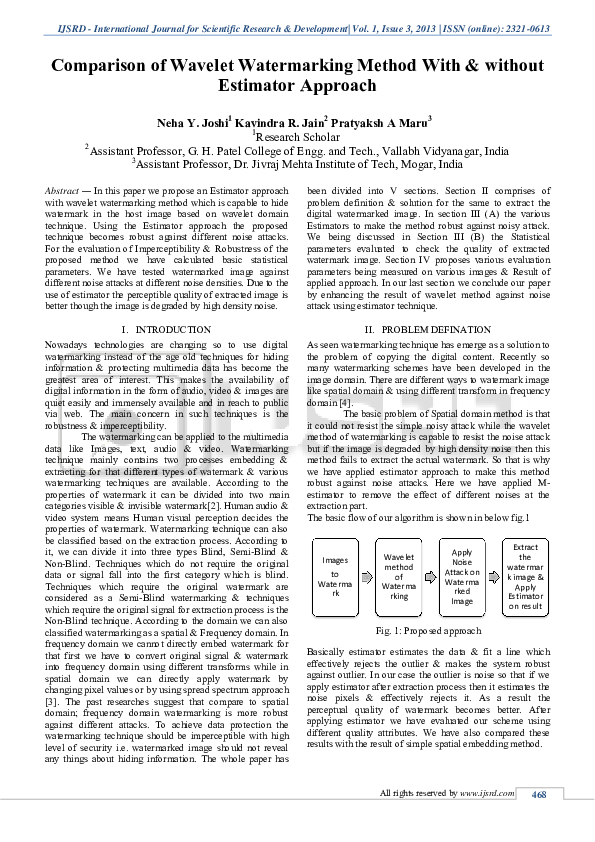Pdf Comparison Of Wavelet Watermarking Method With And Without
