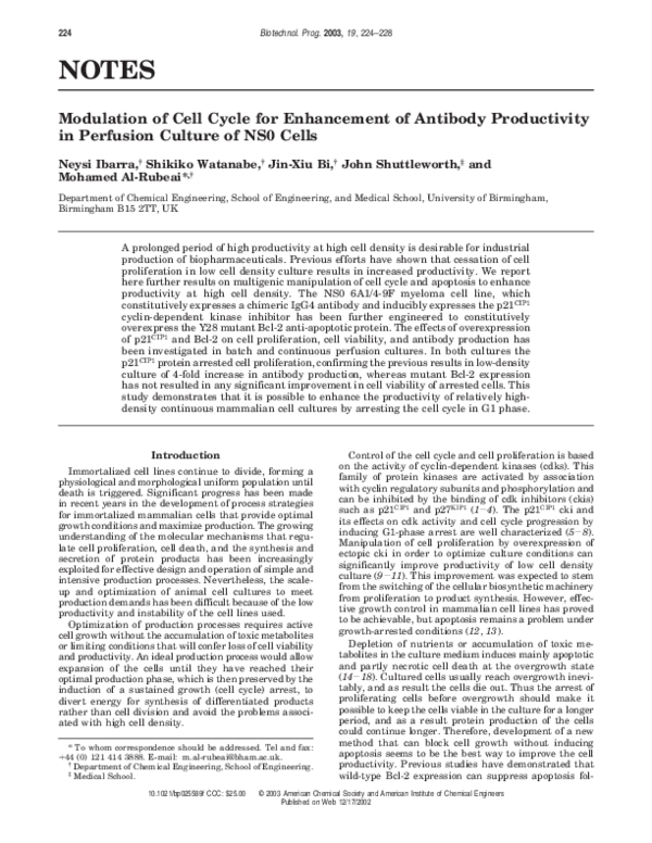 (PDF) Modulation of Cell Cycle for Enhancement of Antibody Productivity ...