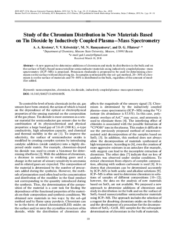 (PDF) Study of the Chromium Distribution in New Materials Based on Tin ...