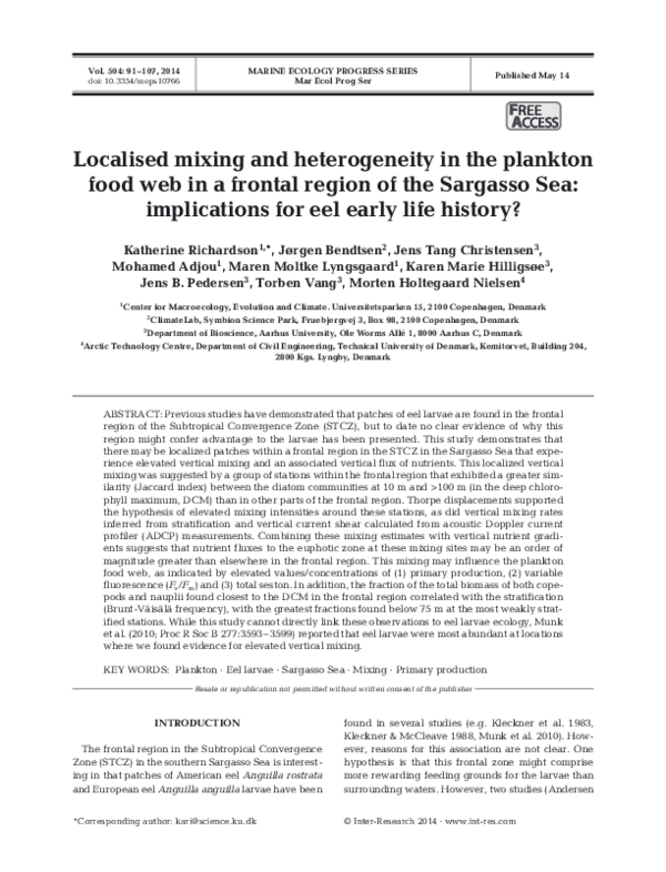 (PDF) Localised mixing and heterogeneity in the plankton food web in a ...