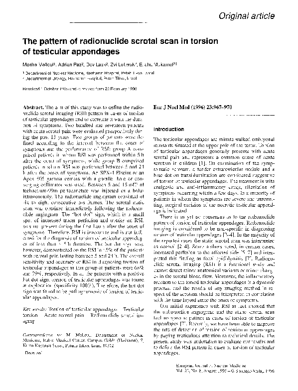 (PDF) The pattern of radionuclide scrotal scan in torsion of testicular ...