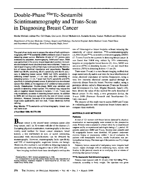 (PDF) Double-phase 99mTc-sestamibi scintimammography and trans-scan in ...