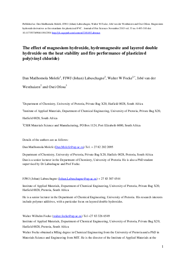 (PDF) The effect of magnesium hydroxide, hydromagnesite and layered ...