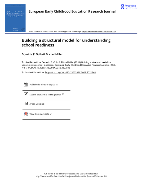(PDF) Building a structural model for understanding school readiness