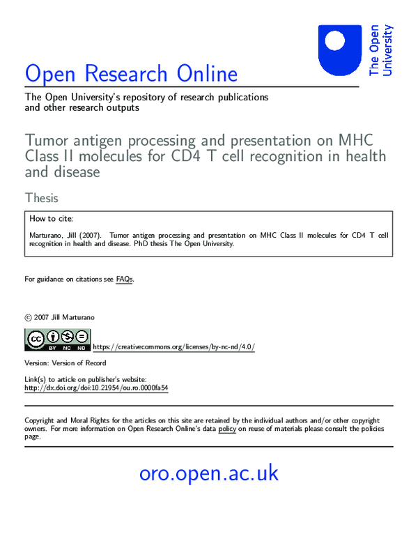 (PDF) Tumor antigen processing and presentation on MHC Class II ...