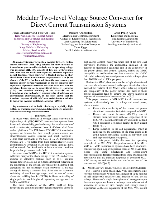 (PDF) Modular Two-Level Voltage Source Converter for Direct Current ...