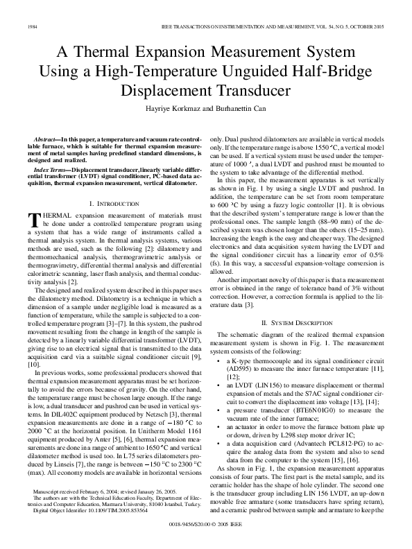(PDF) A Thermal Expansion Measurement System Using a High-Temperature ...