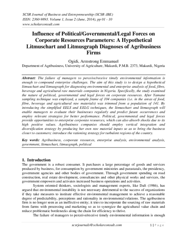 (PDF) Influence of Political/Governmental/Legal Forces on Corporate ...