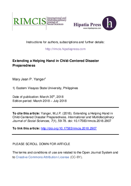 (PDF) Extending a Helping Hand in Child- Centered Disaster Preparedness