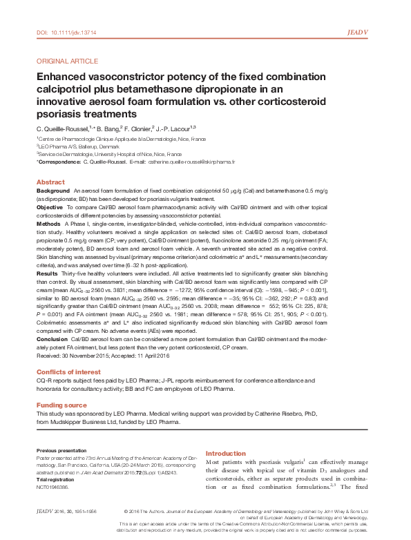 (PDF) Enhanced vasoconstrictor potency of the fixed combination ...