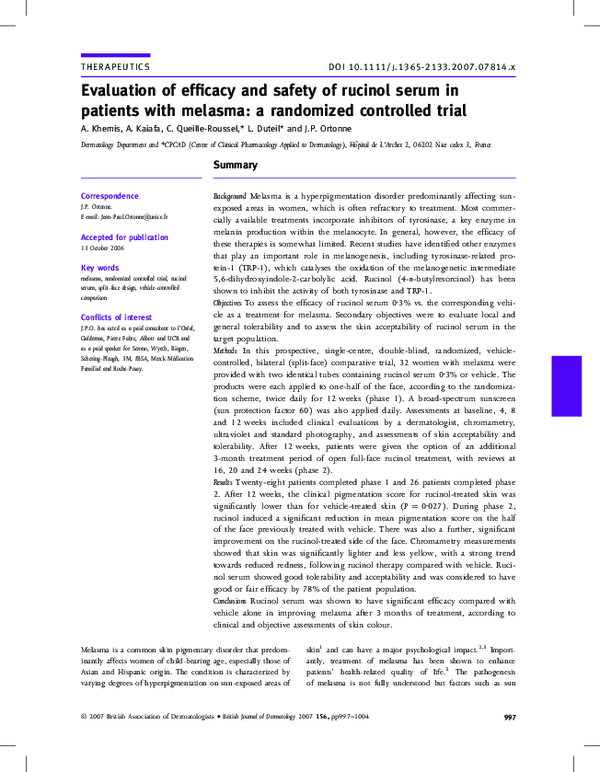 (PDF) Evaluation of efficacy and safety of rucinol serum in patients ...