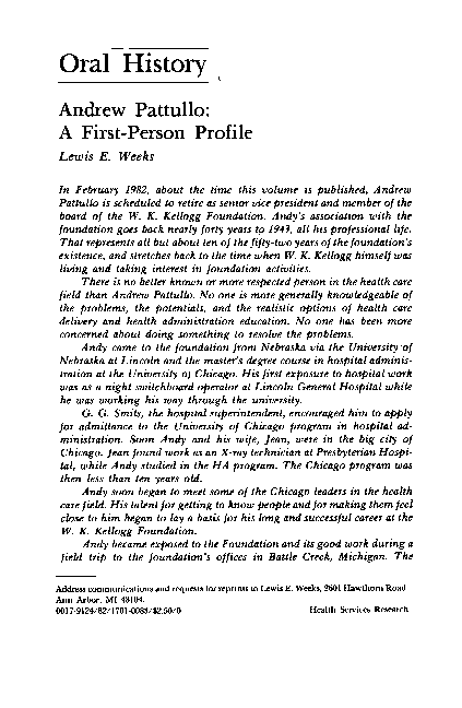 (PDF) Andrew Pattullo: a first-person profile. Interview by Lewis E. Weeks