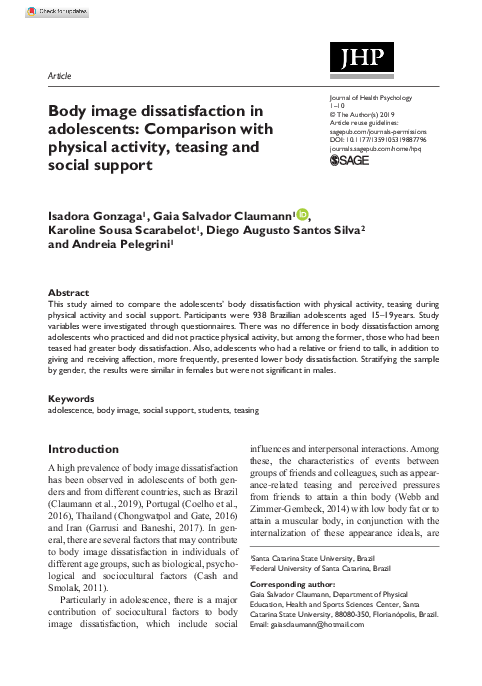 (PDF) Body image dissatisfaction in adolescents: Comparison with ...