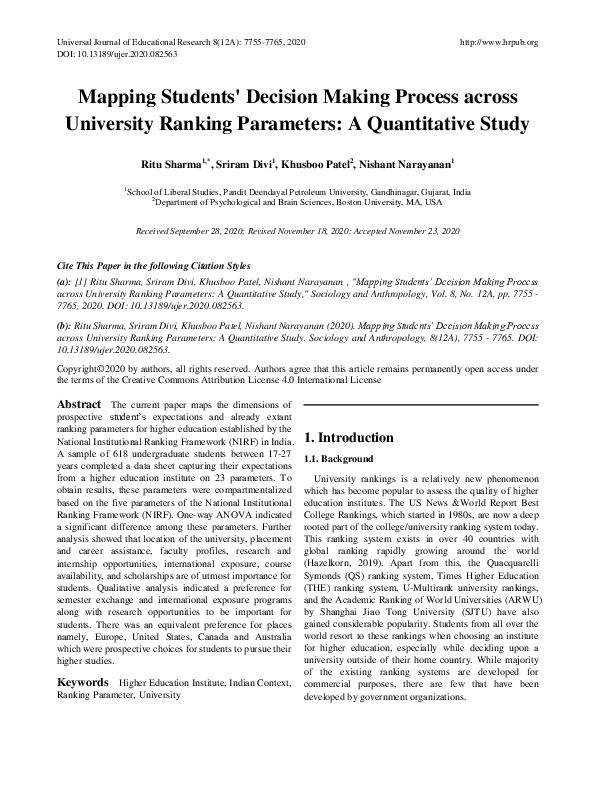 (PDF) Mapping Students' Decision Making Process across University ...