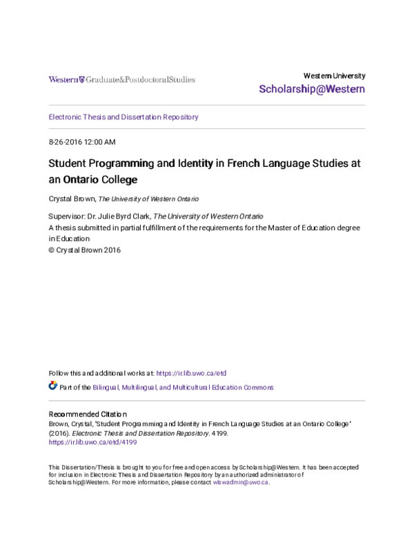 (PDF) Student Programming and Identity in French Language Studies at an ...