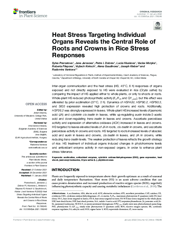 (PDF) Heat Stress Targeting Individual Organs Reveals the Central Role ...
