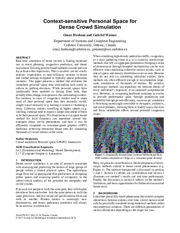 (PDF) Context-sensitive Personal Space for Dense Crowd Simulation