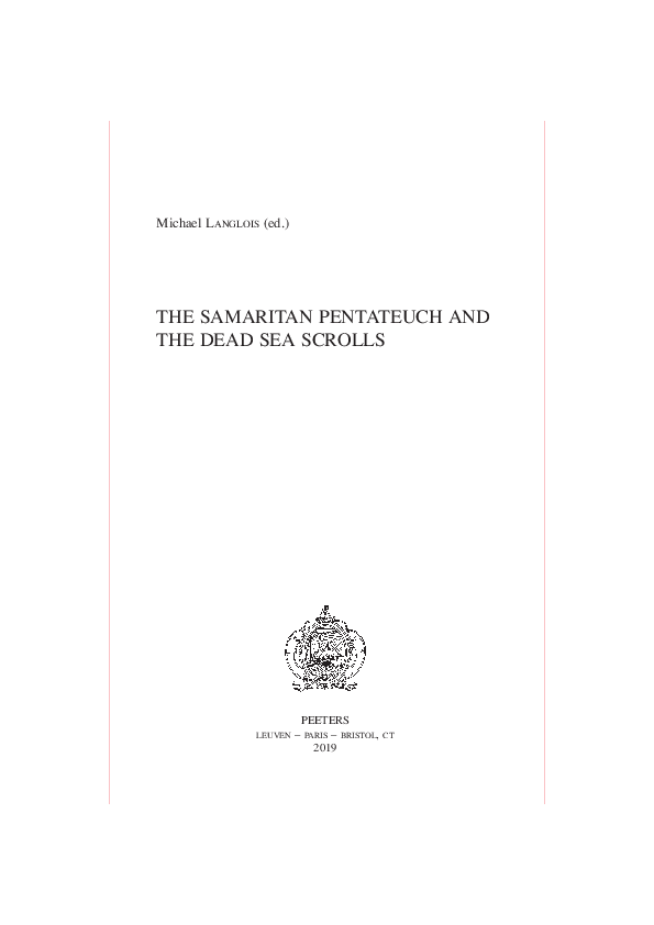(PDF) The Samaritan Pentateuch and the Dead Sea Scrolls