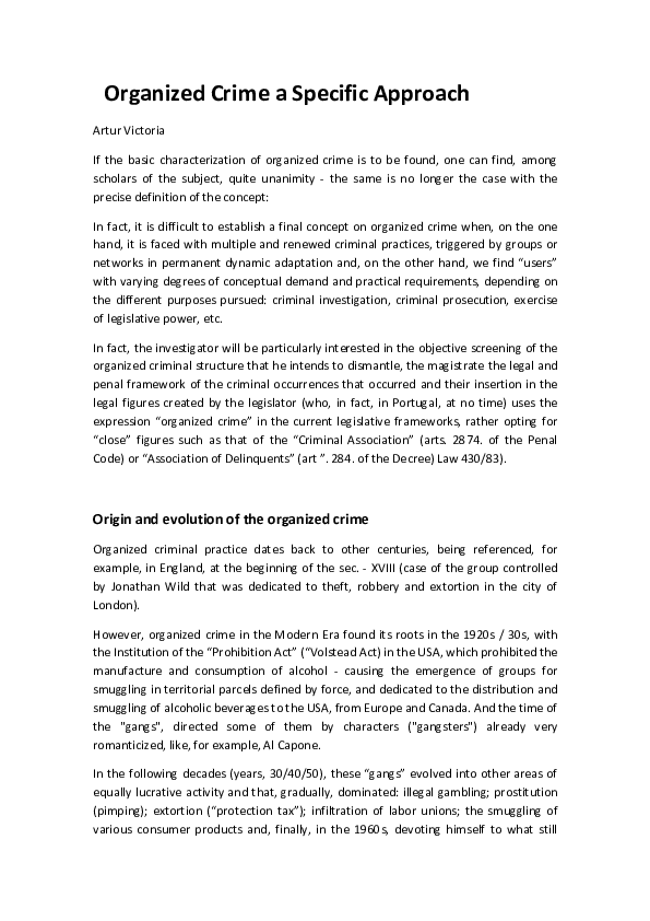 (PDF) Organized Crime a Specific Approach
