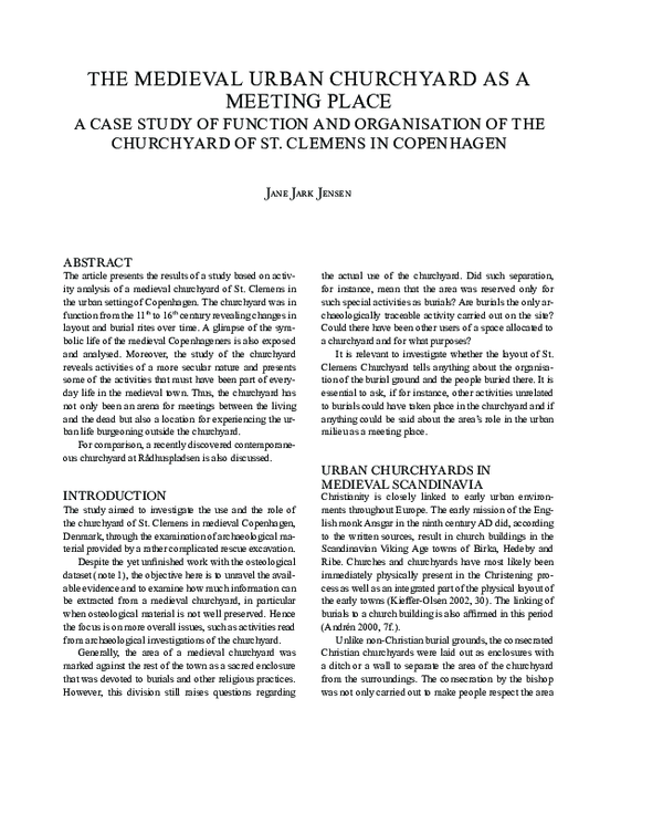 (PDF) The Medieval Urban Churchyard as a Meeting Place: A Case Study of ...