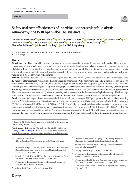 (PDF) Safety and cost-effectiveness of individualised screening for diabetic retinopathy: the ...