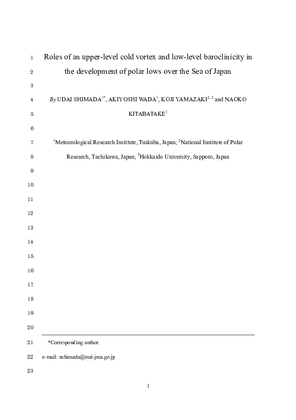 (PDF) Roles of an upper-level cold vortex and low-level baroclinicity ...