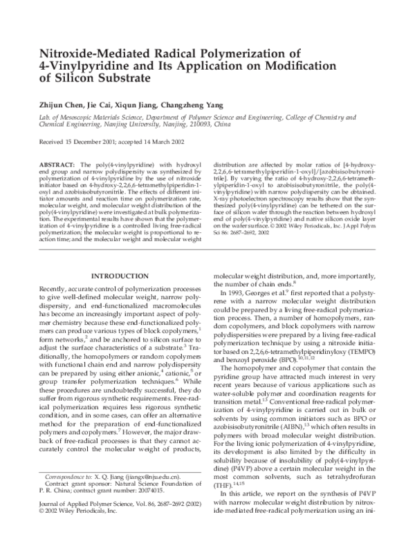 (PDF) Nitroxide-mediated radical polymerization of styrene using mono- and di-functional initiators