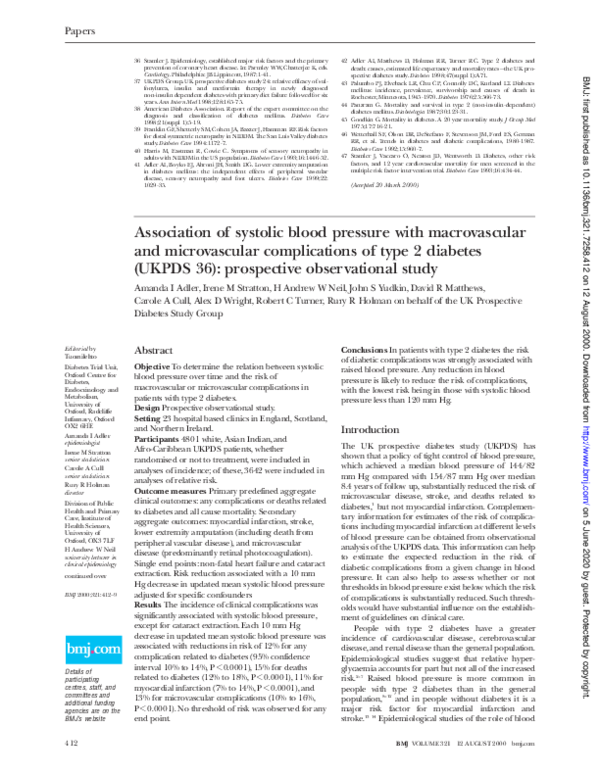 (PDF) Association of systolic blood pressure with macrovascular and ...