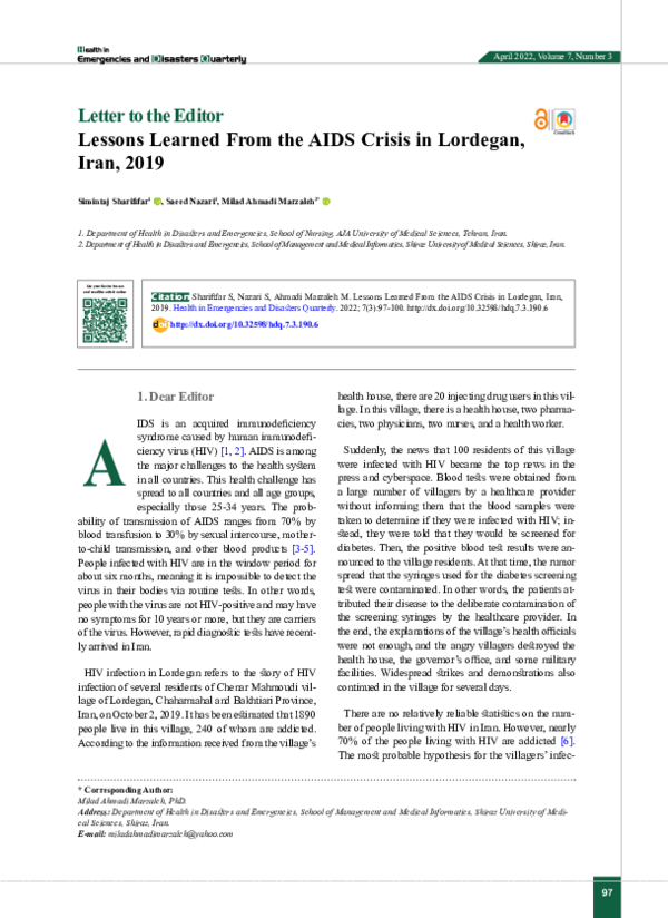(PDF) Letter to the Editor Lessons Learned From the AIDS Crisis in ...